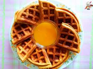 Vegan Whole Wheat Mango Waffles Recipe | Eggless Cooking