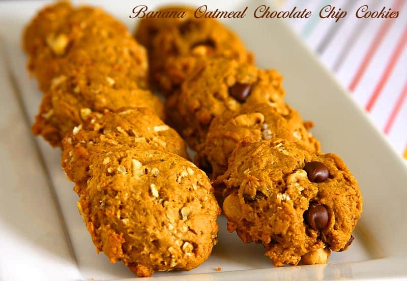 Banana Oatmeal Chocolate Chip Cookies Recipe Eggless Cooking