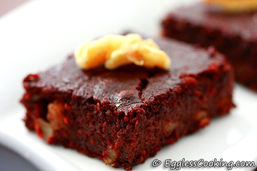 Oat Flour Beet Brownies Recipe | Eggless Cooking