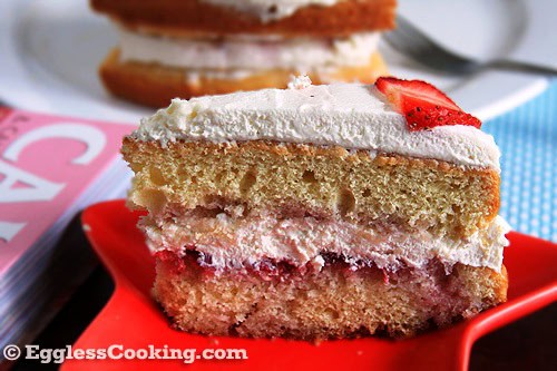 Eggless Strawberry Cream Cake | Eggless Cooking