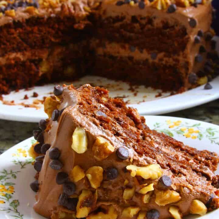 The BEST Eggless Chocolate Carrot Cake Recipe