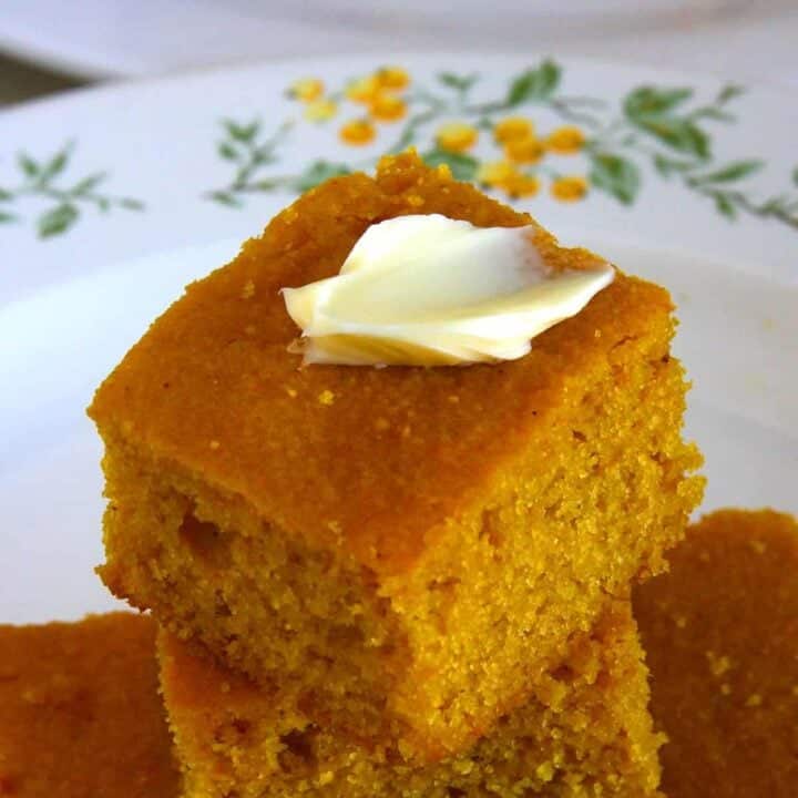 Simple Sweet Potato Cornbread Recipe | Eggless Cooking