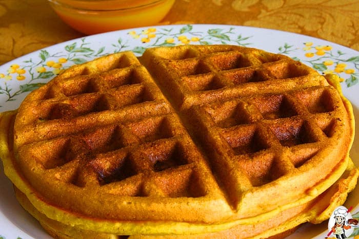 Vegan Whole Wheat Mango Waffles Recipe | Eggless Cooking