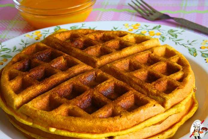 Vegan Whole Wheat Mango Waffles Recipe | Eggless Cooking